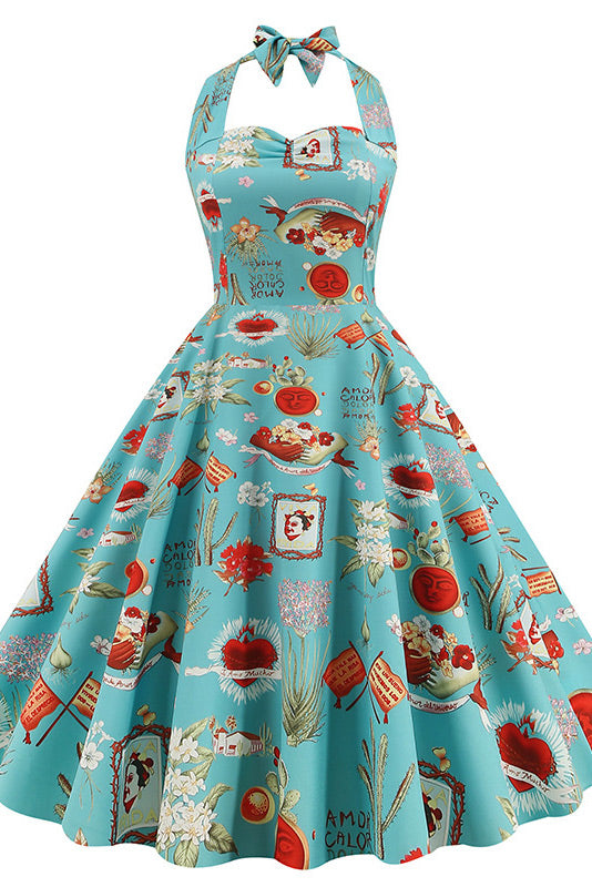 Classic Print Halter A-Line Party Dress – Mislish