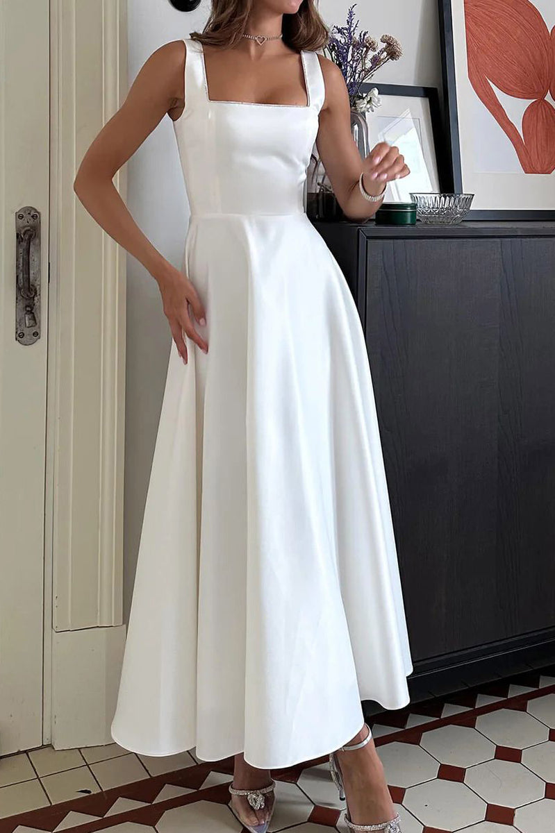 Lilac Square Neckline A-Line Prom Maxi Dress – Mislish