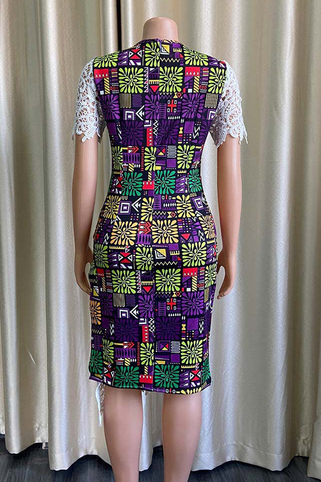 Chic Midi Short Sleeves Lace Dress – Mislish