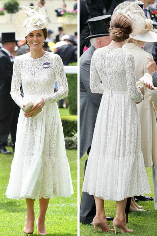 Kate Middleton White Lace Midi Dress – Mislish