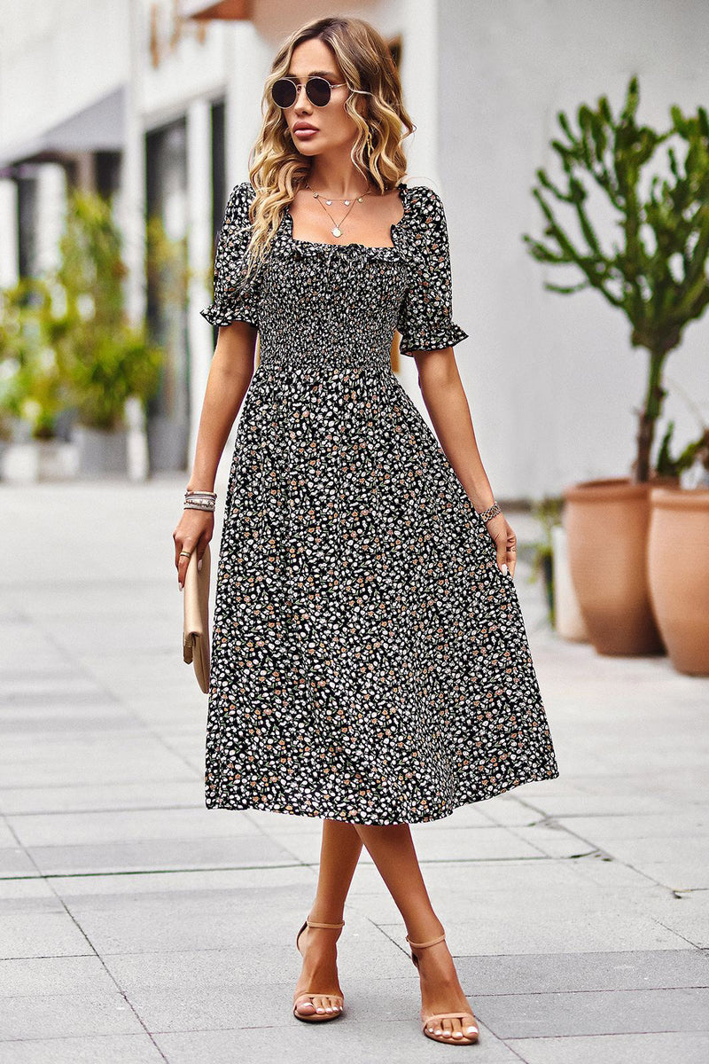 Midi Floral A-Line Square Neck Dresses – Mislish